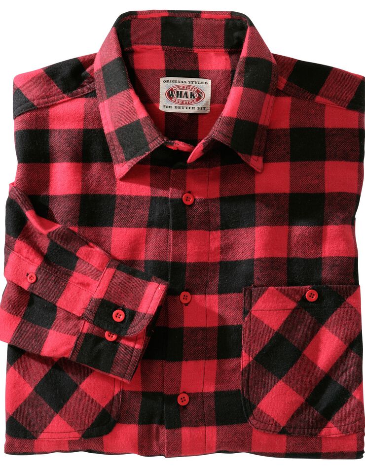 Hemd in flanel met Schotse ruiten, rood / zwart | Blancheporte